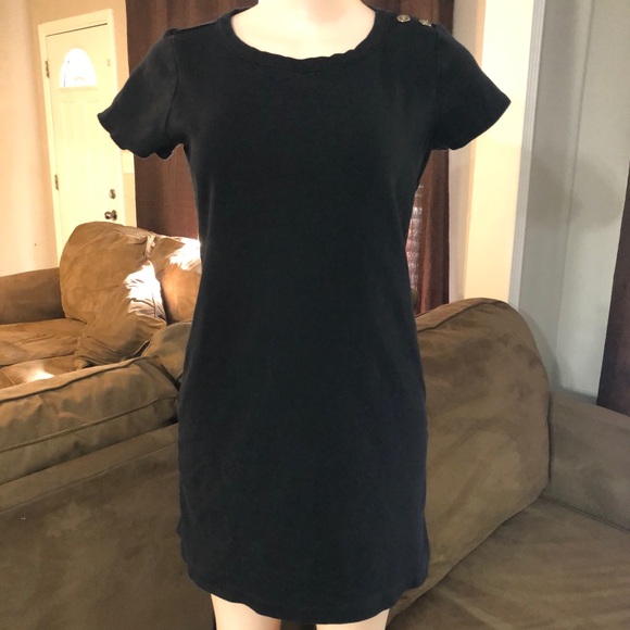 Talbots | Dresses | Talbots Black Dress Gold Button Shoulder Womans Xs ...